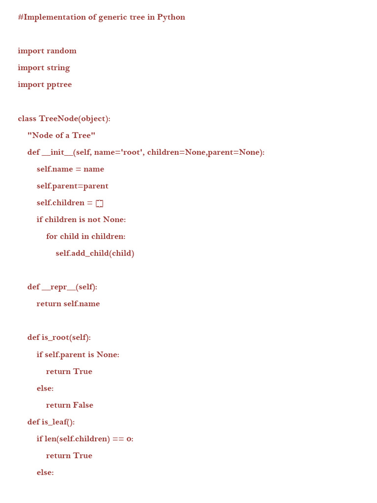Implementation of Generic Tree in Python | PDF | Algorithms And Data Structures | Computer ...