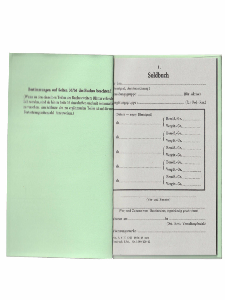 Eng - PL - Polizei Soldbuch Repro Unfilled 11209 - 3 | PDF