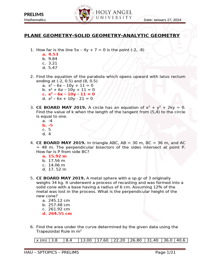 Prelims-Math-Part2of3 | PDF | Perpendicular | Sphere