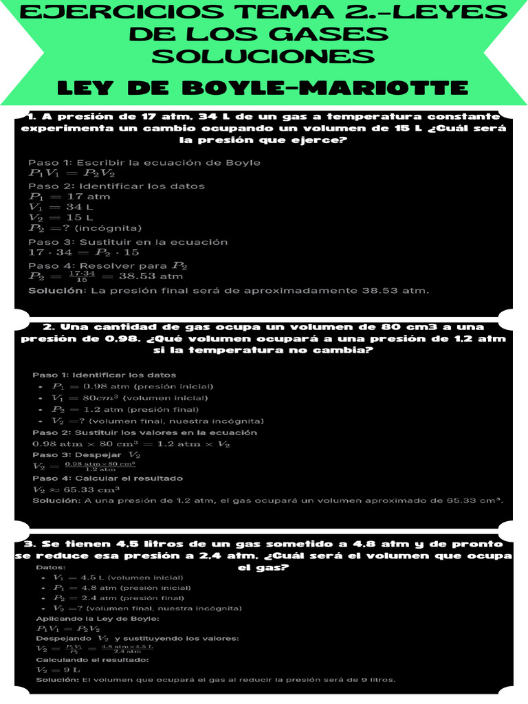 Ejercicios Tema 2.-Leyes de Los Gases | PDF | Gases | Presión