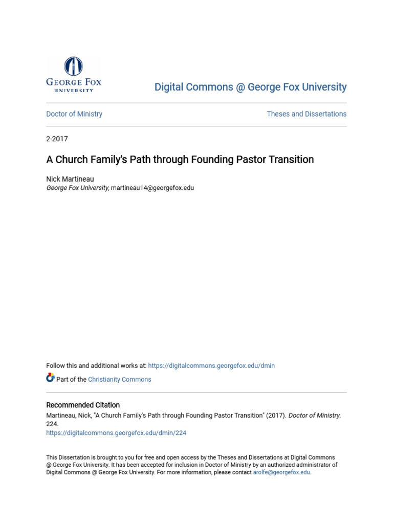 A Church Familys Path Through Founding Pastor Transition | PDF ...