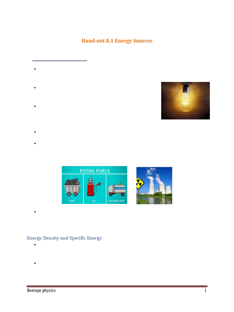 Answers of Handout 8.1 For Energy Sources | PDF | Energy Development | Fuels