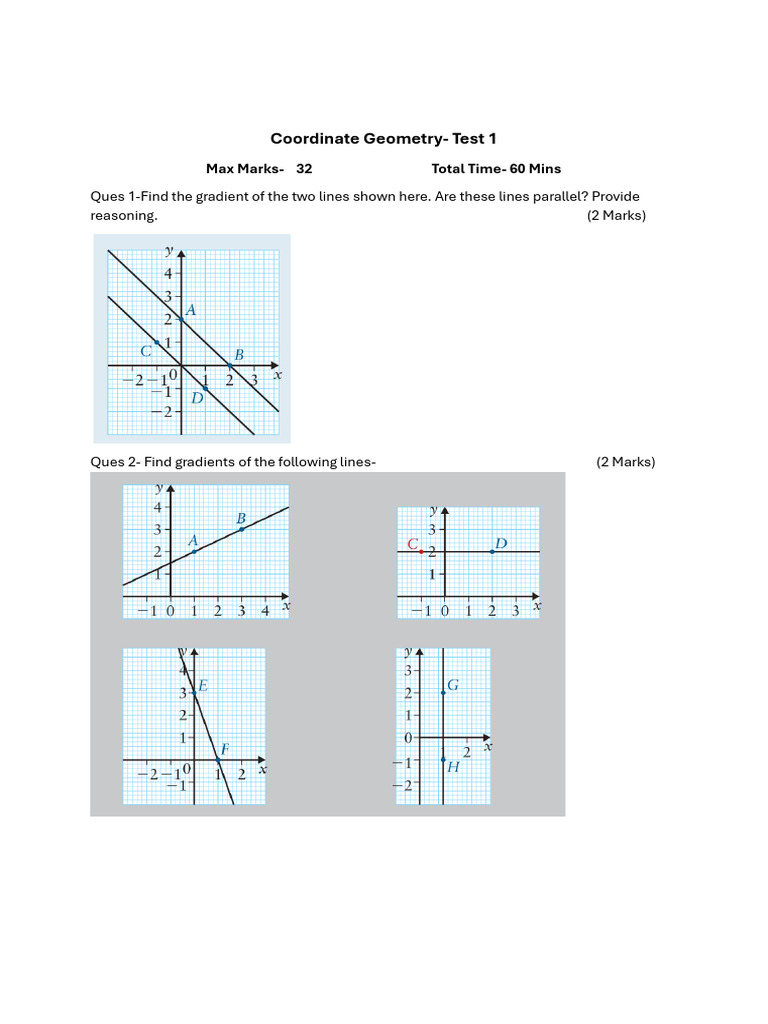 Coordinate Geometry- Test 1 | PDF