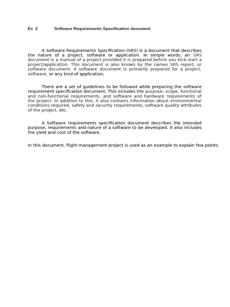 Ex 1 Software Requirements Specification Document | PDF | Databases | Interface (Computing)