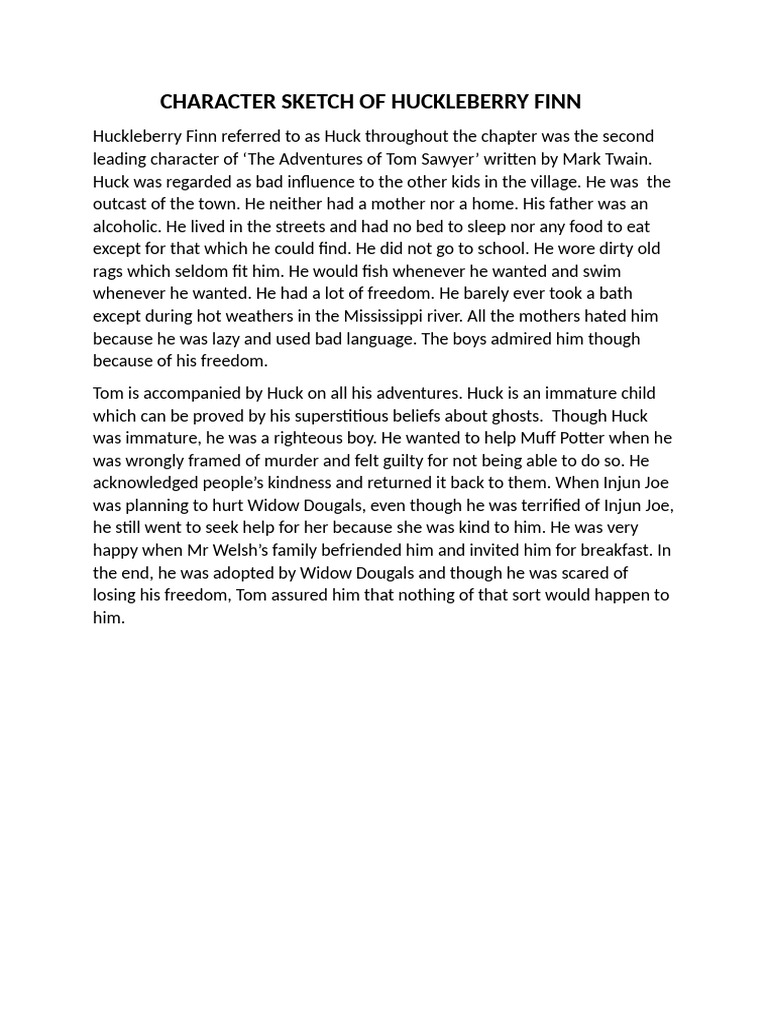 Huckleberry Finn Character Analysis | PDF