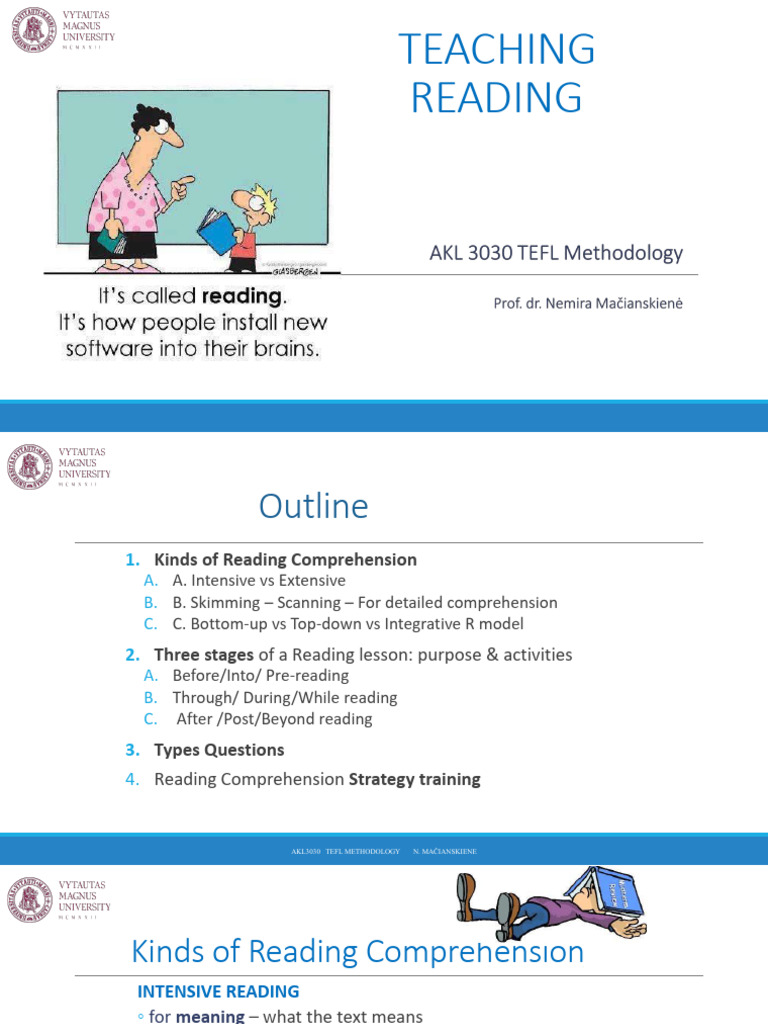 Lecture slides Teaching Reading_2024_w_Qs | PDF | Reading Comprehension | Methodology