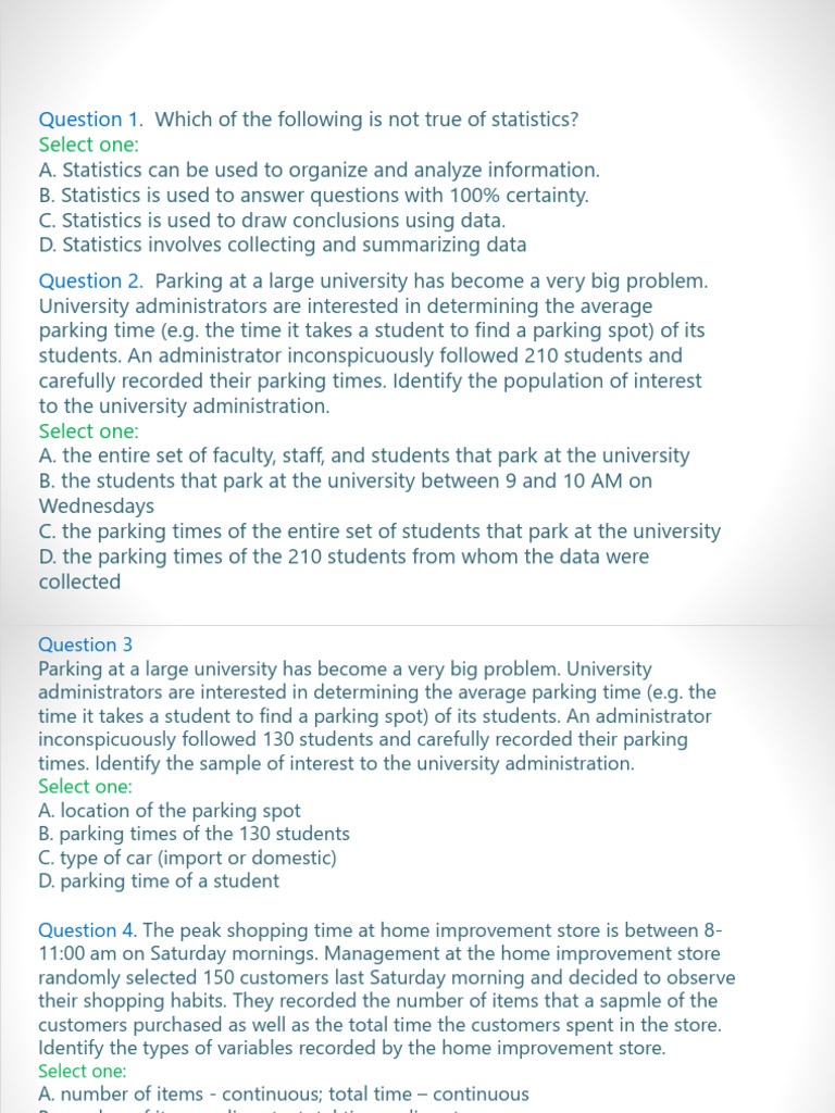Questions fMASor Chapter 1 | PDF | Statistics | Sampling (Statistics)