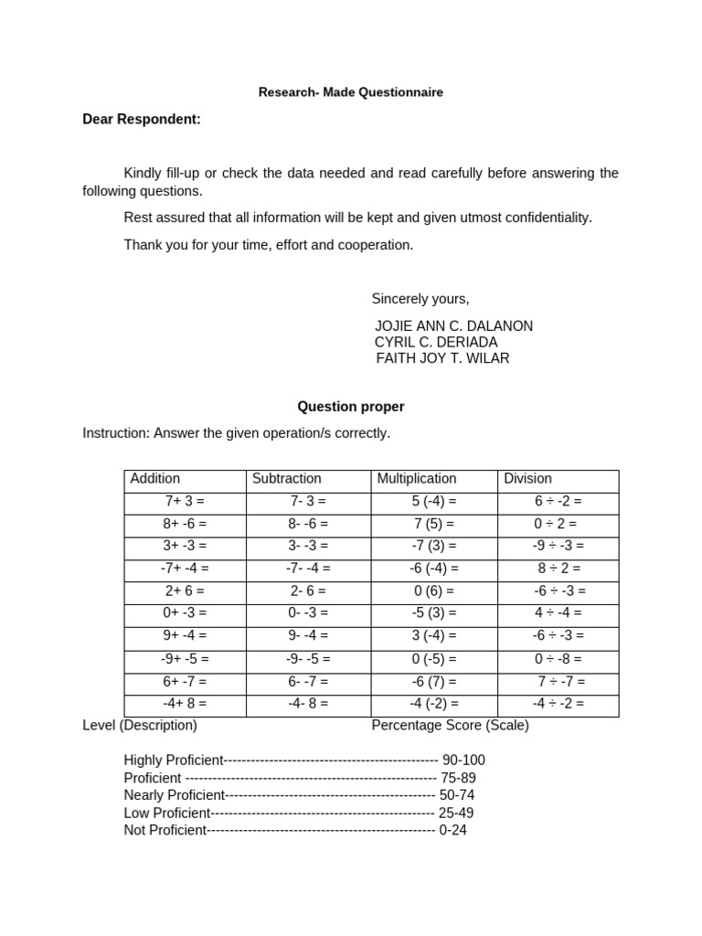 Dalanon Et. Al Research Questionnaire | PDF