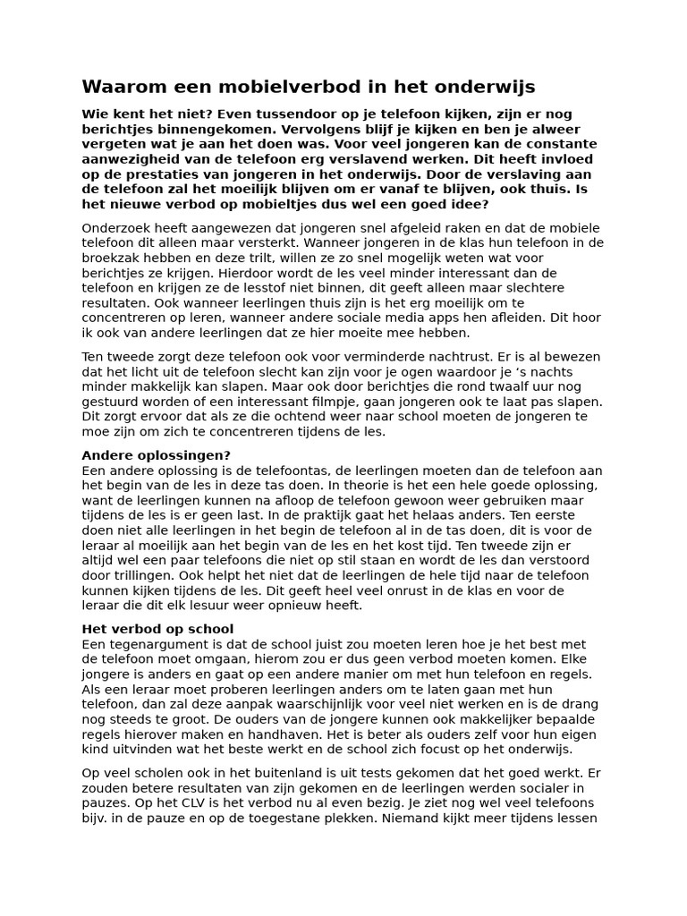Betoog telefoon verbod | PDF