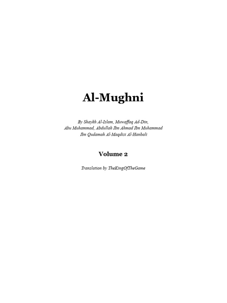 Al-Mughni by Ibn Qudamah - Volume 2 - Prayer - English Translation | PDF | Quran | Islam
