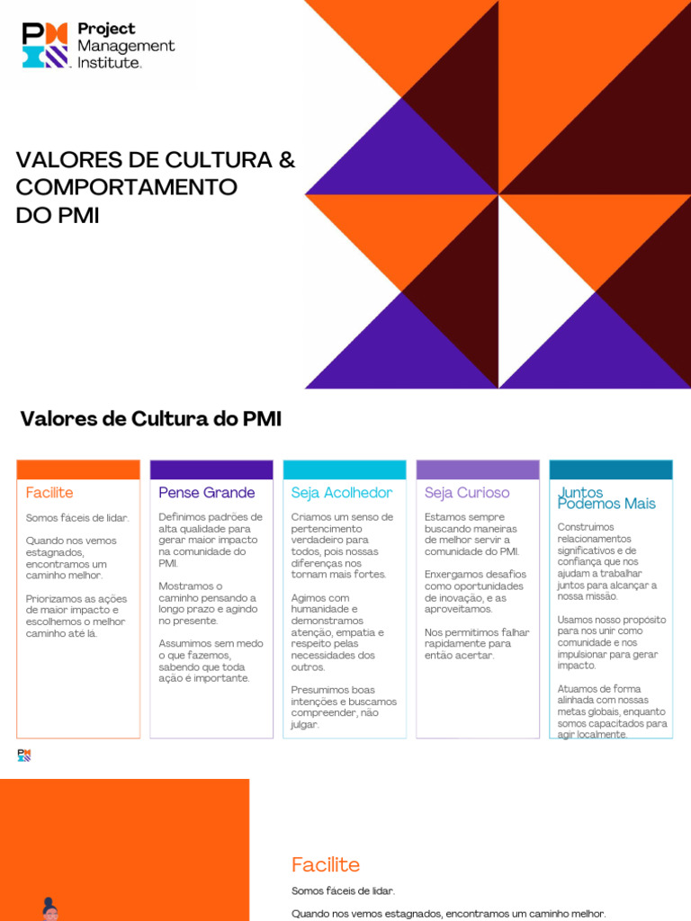 PMI Culture Values & Behaviors - Portuguese Only | PDF | Pensamento ...