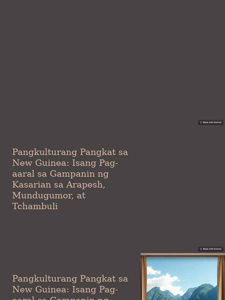 Pangkulturang Pangkat Sa New Guinea Isang Pag Aaral Sa Gampanin NG ...