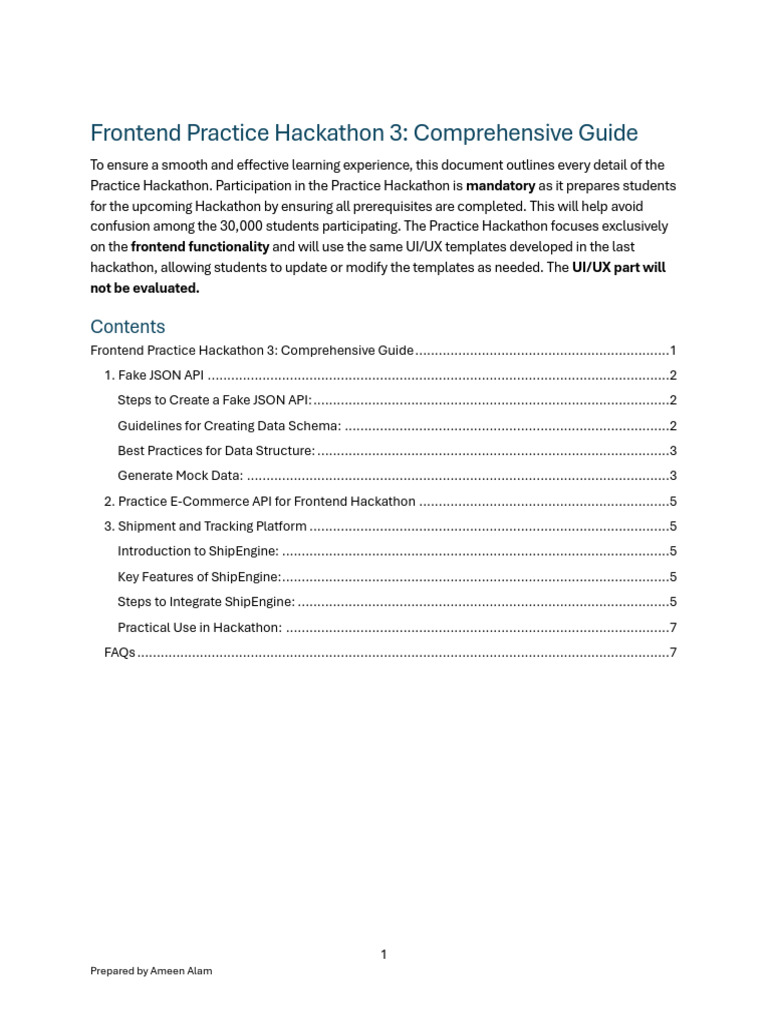 Practice Hackathon 3 Comprehensive Guide | PDF | Json | Xml Schema
