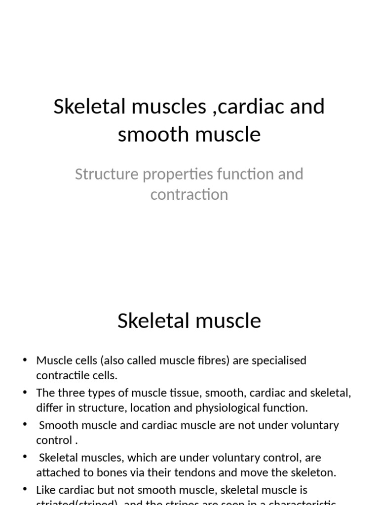 Skeletal Muscles ,Cardiac and Smooth Muscle | PDF | Muscle | Muscle ...