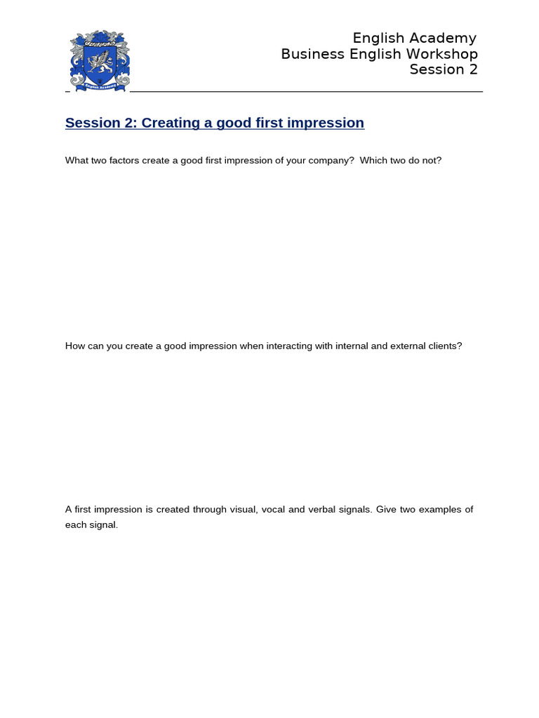 1 Creating A Good Impression | PDF