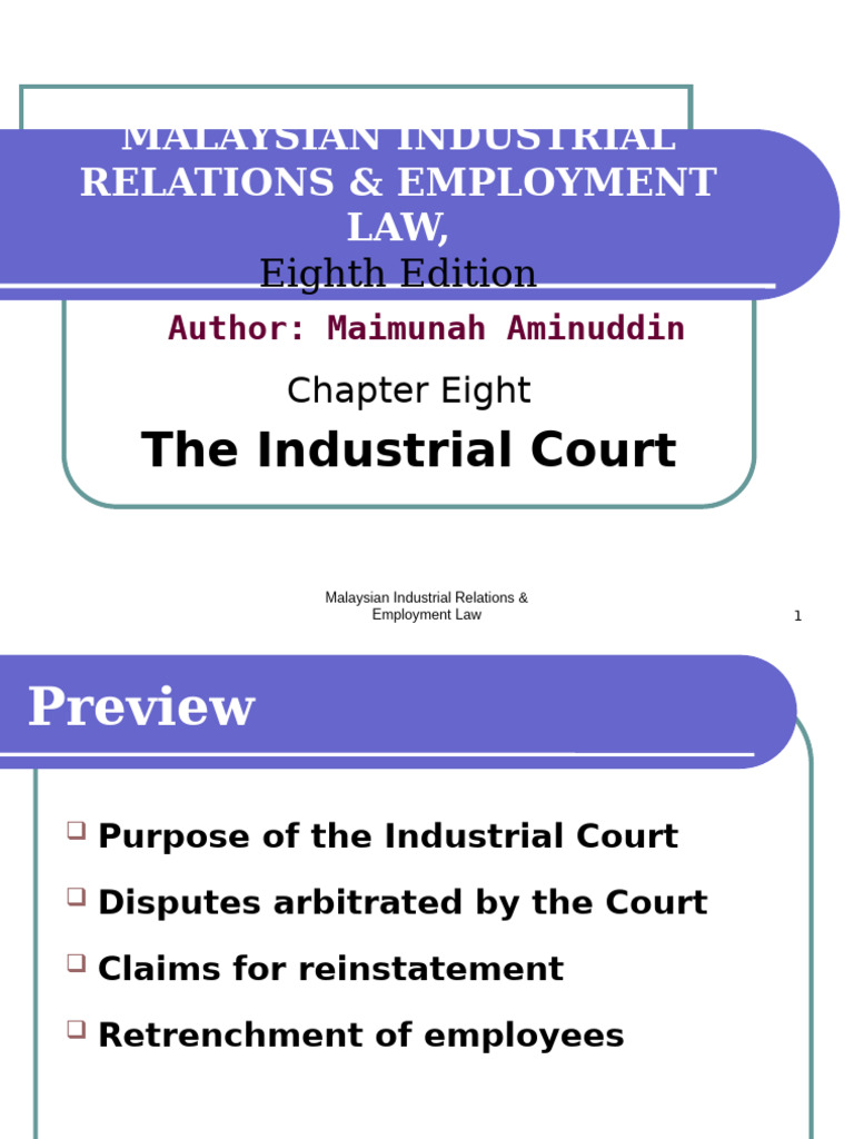 Chap 8 - The Industrial Court - IR 8th | PDF | Employment | Labour Law