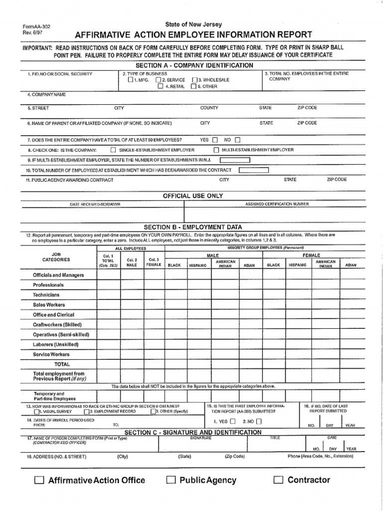 Affirmative Action Form | PDF