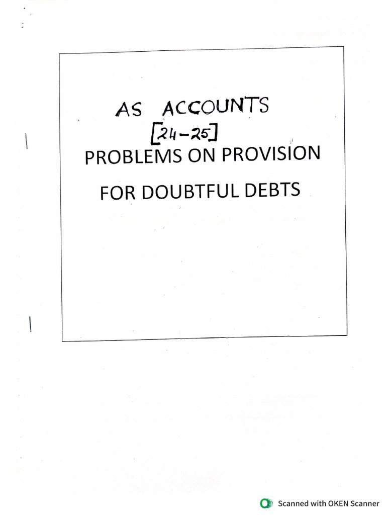 Problems On Provision For Doubtful Debts (AS 2024) | PDF