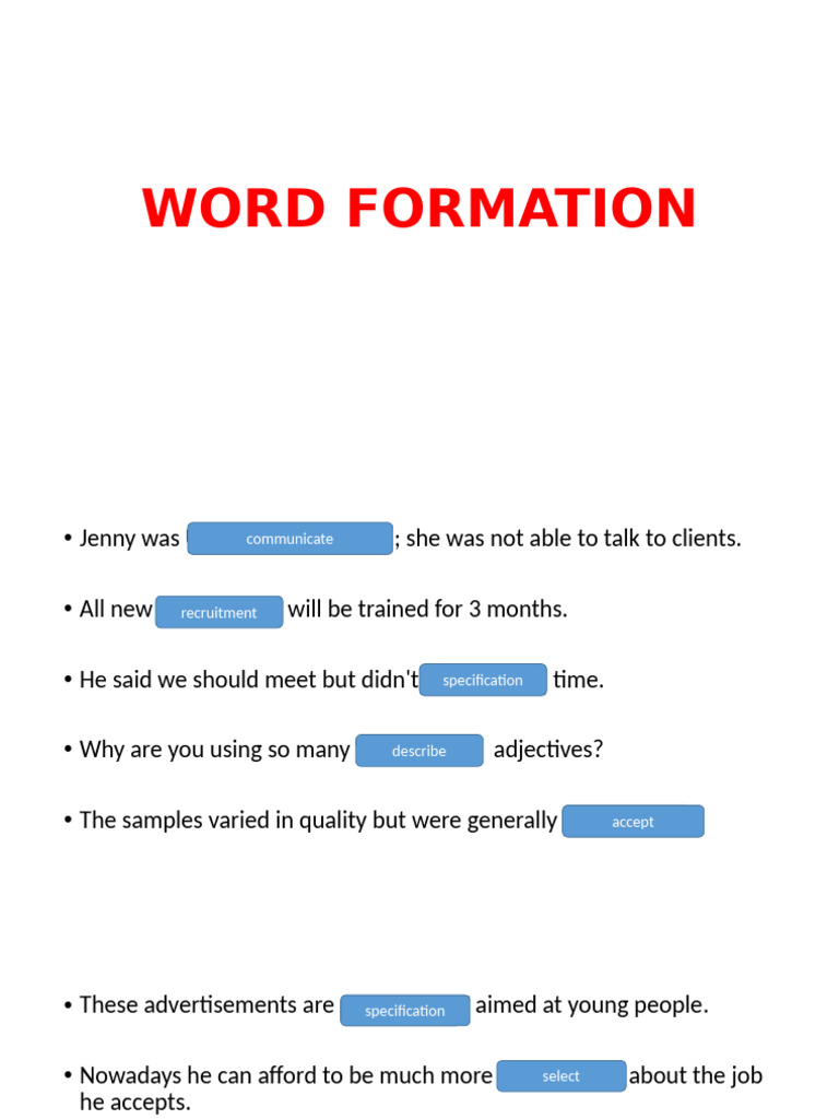Word Formation Practice | PDF | Assignment (Law) | Business