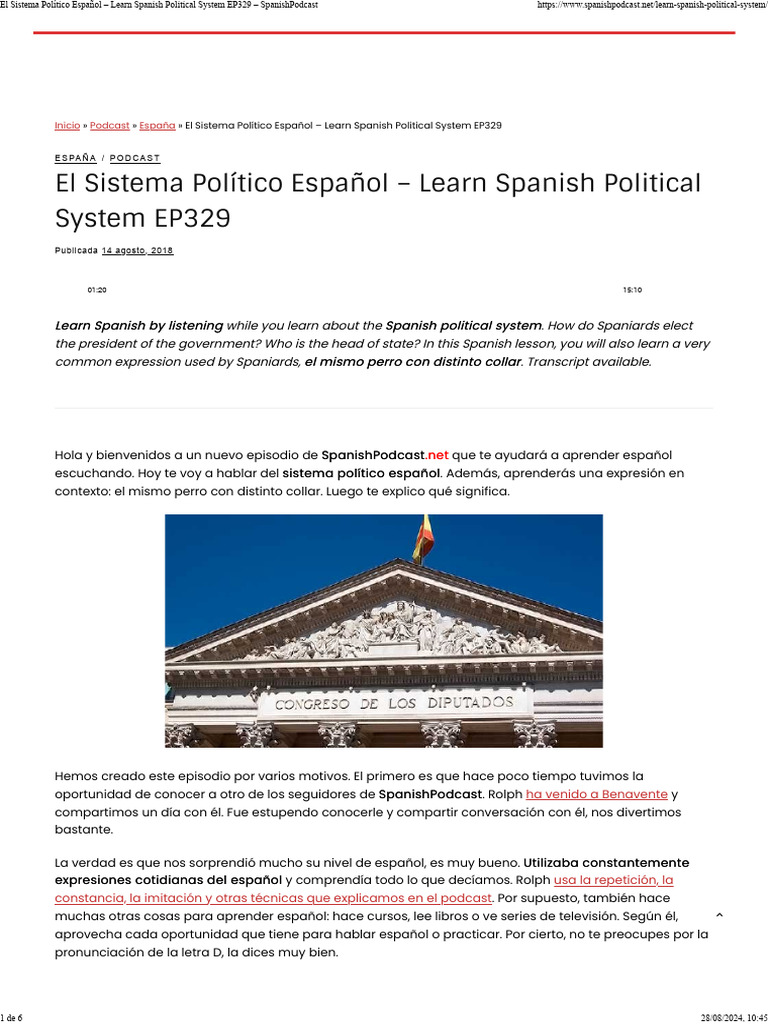 El Sistema Político Español - Learn Spanish Political System EP329 ...