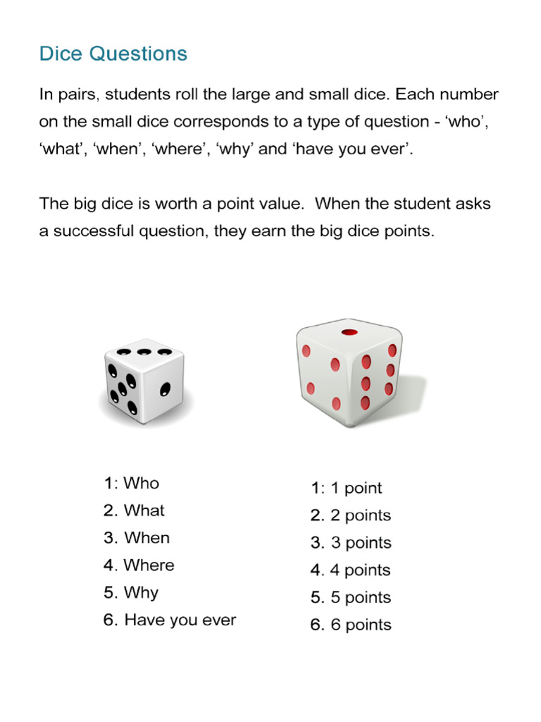 Dice Questions Game | PDF