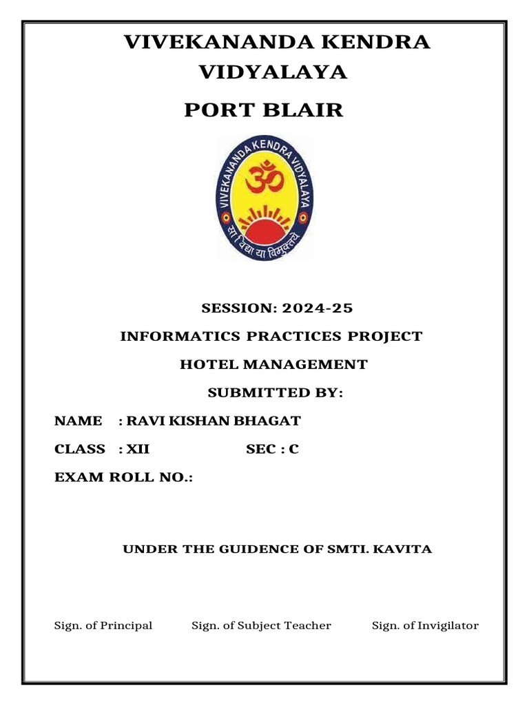 IP Project Class 12 Hotel Management CBSE | PDF | Comma Separated Values | Computing