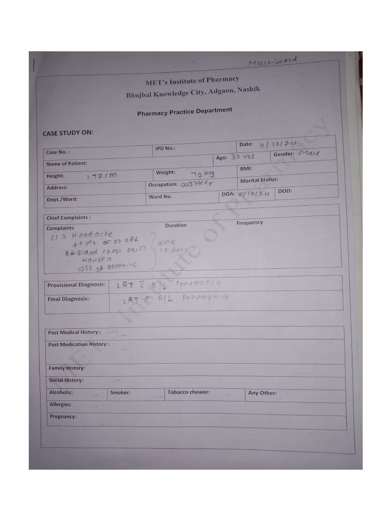 pneumonia case | PDF