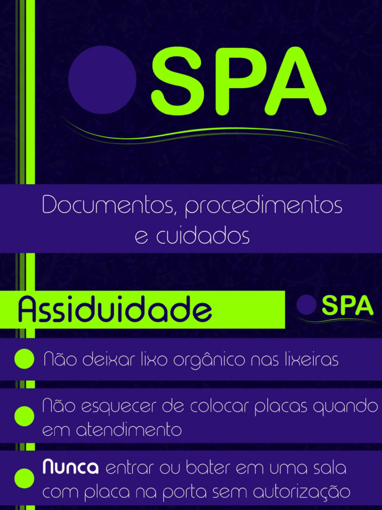 SPA - Documentos, Procedimentos e Cuidados | PDF