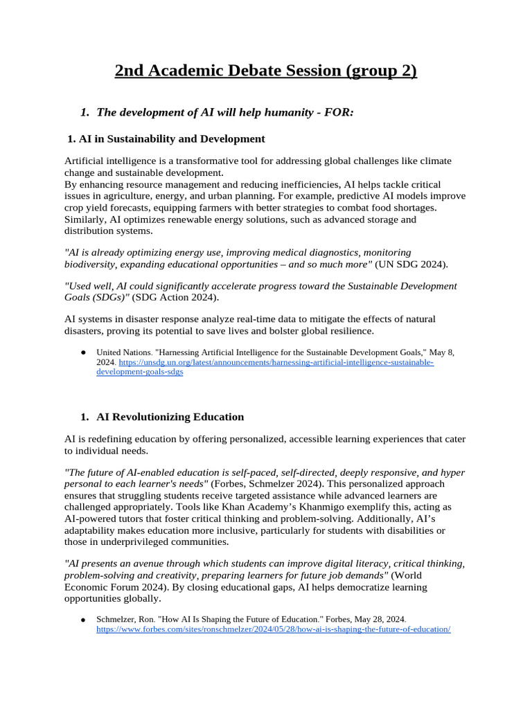 Debate No 2 Pdf Artificial Intelligence Intelligence Ai
