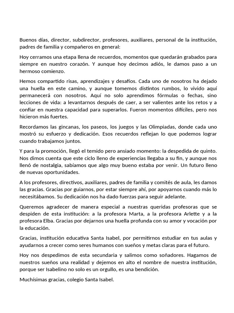 Discurso Clausura | PDF