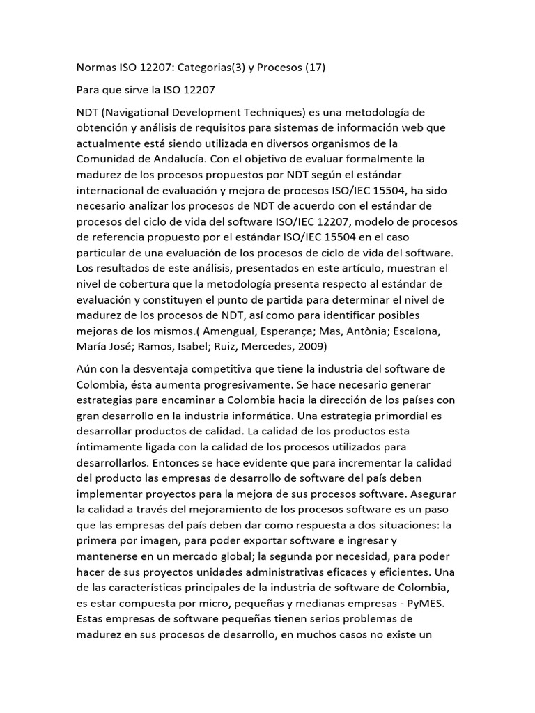 Normas ISO 12207 | PDF | Software | Ingeniería de software
