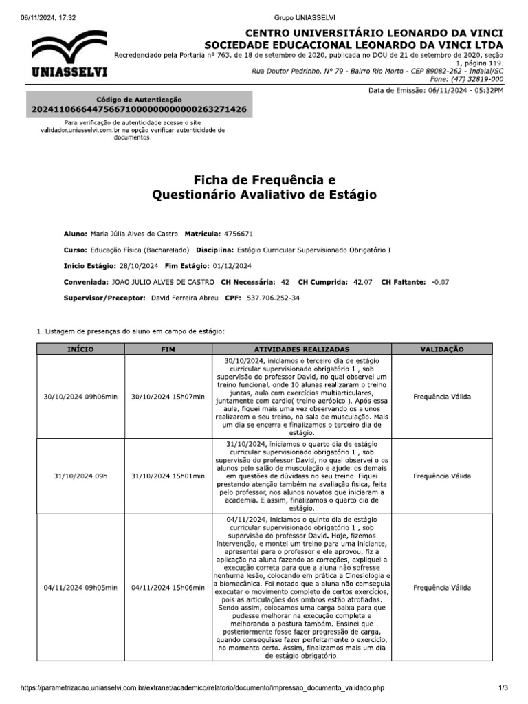 Documento Estagio | PDF