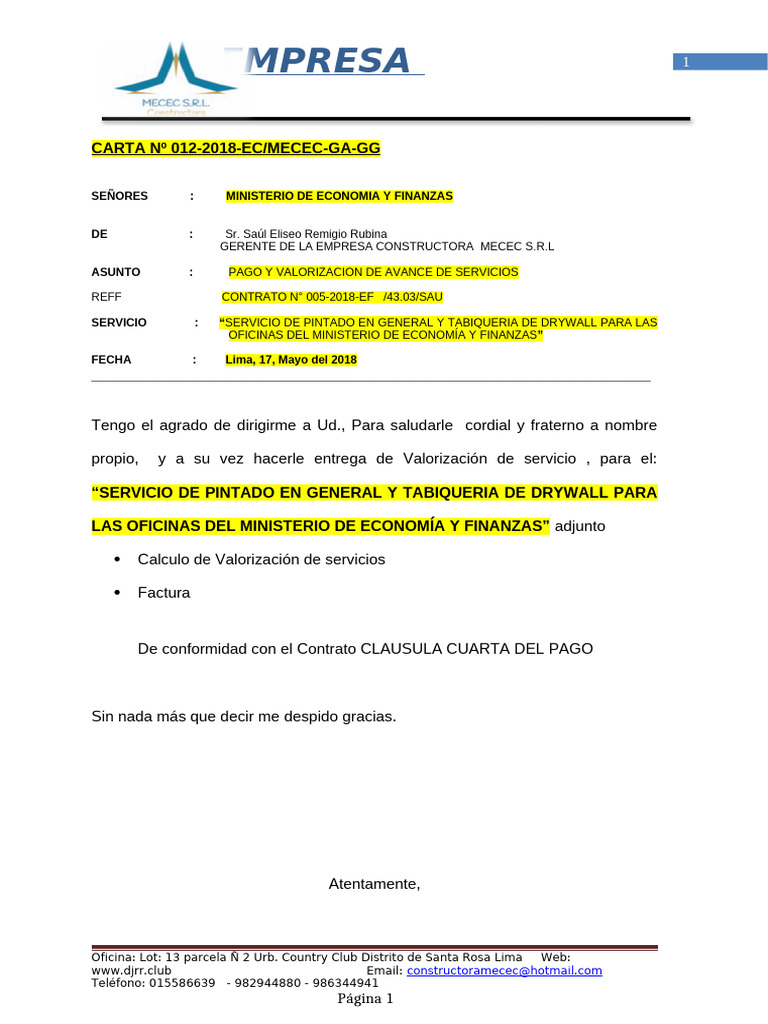 CARTA CCI Y DETRACCIONES | PDF