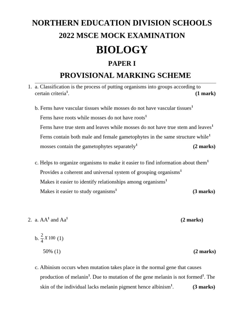 2022 Ned Bio 1 Marking Key Moderated | PDF | Liver