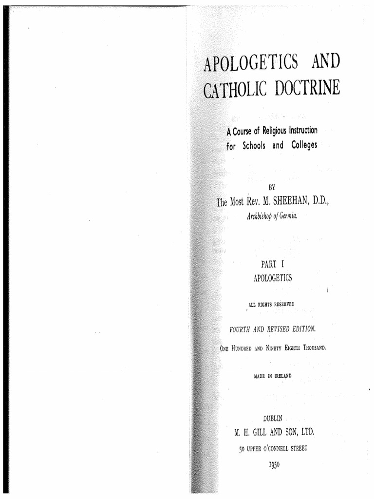 Sheehan - Apologetics and Catholic Doctrine - 1950 | PDF