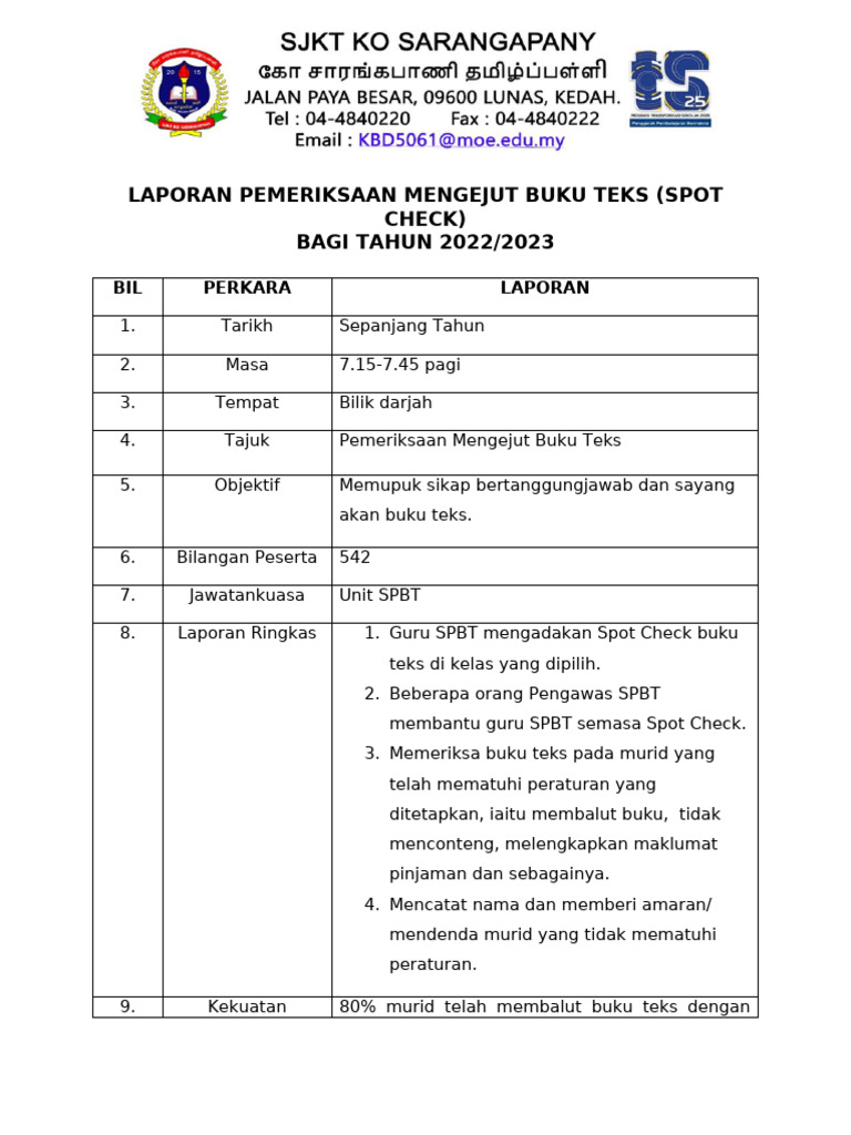 Laporan Program Spot Check 2022 | PDF