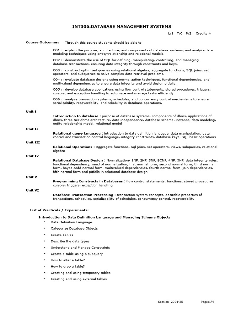 INT306__DATABASE MANAGEMENT SYSTEMS | PDF | Pl/Sql | Relational Database
