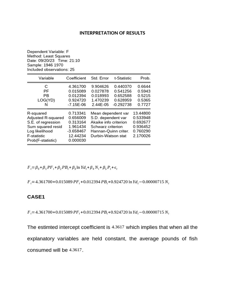 Interpretation of Results For Finance | PDF | Coefficient Of Determination | Dependent And ...