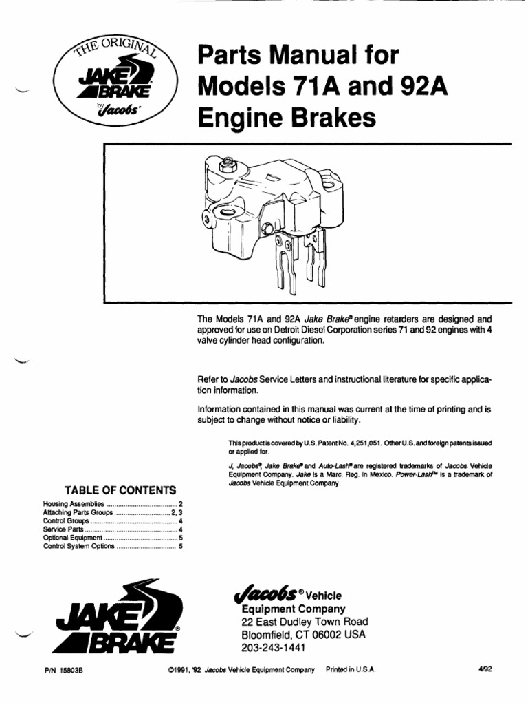 CATALOGO JACOB FRENO MODELO N71A Y 92A | PDF