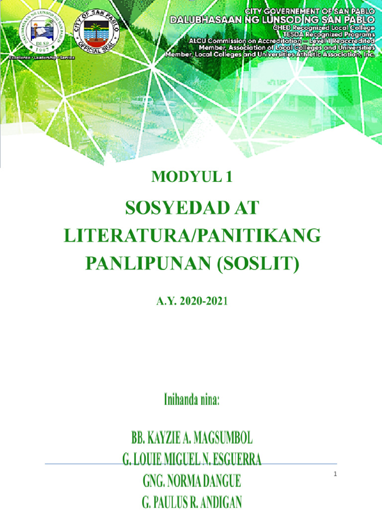 SOSLIT Module Midterm | PDF