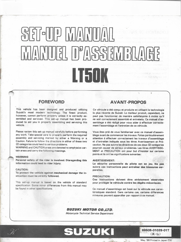 LT 50 K Set Up Manual 1988 | PDF