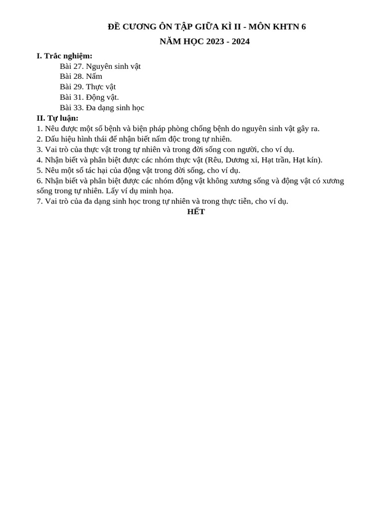 4.-Đề-cương-ôn-tập-giữa-kỳ-2-KHTN-6-2324-gửi-GV-2 | PDF