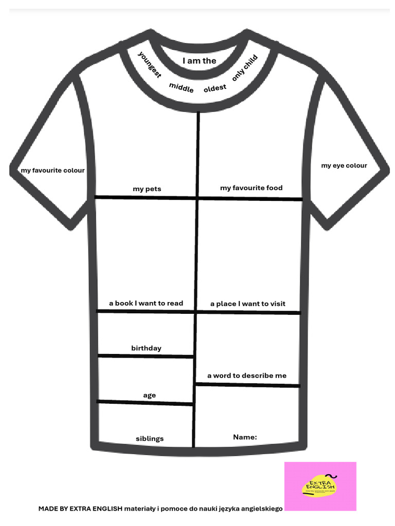 Extra English T Shirts All About Me | PDF