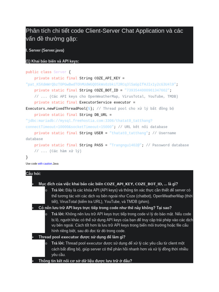 Phân tích chi tiết code Client | PDF