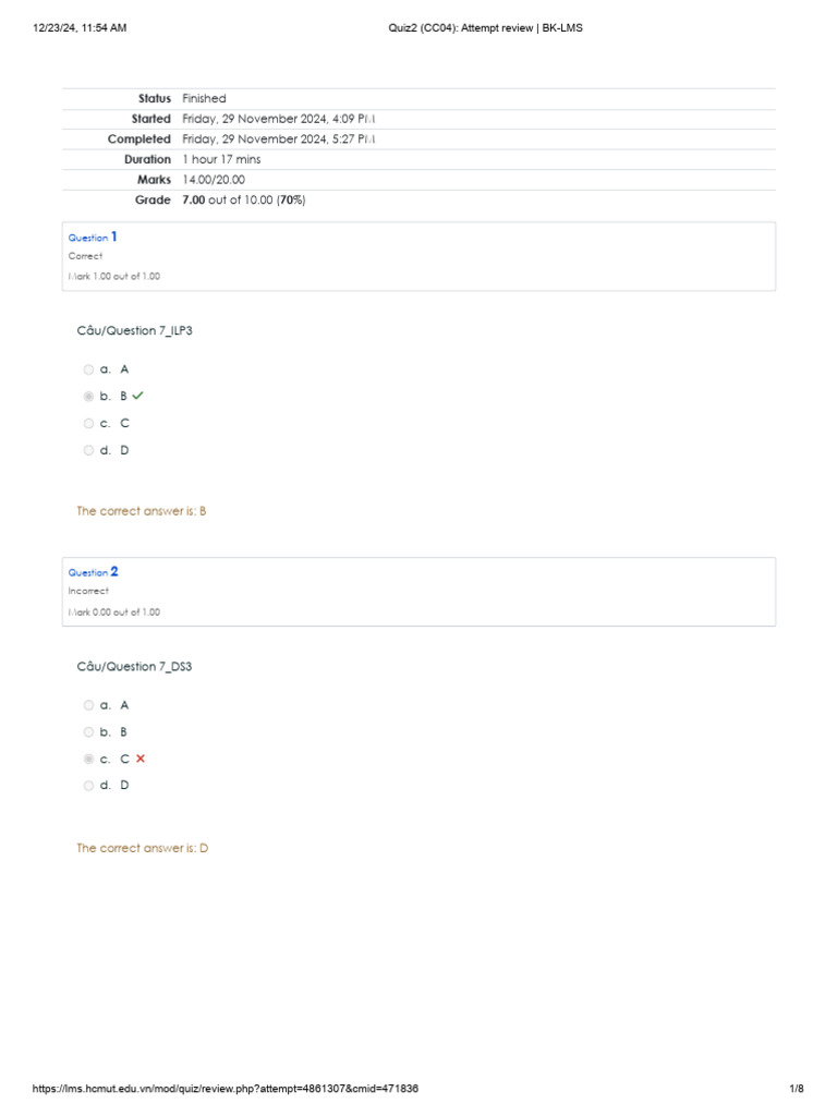 Quiz2 (CC04) - Attempt Review - BK-LMS | PDF