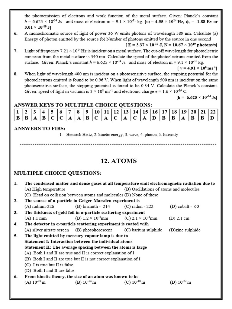 Tuesday exam syllabus | PDF | Atomic Nucleus | Atoms