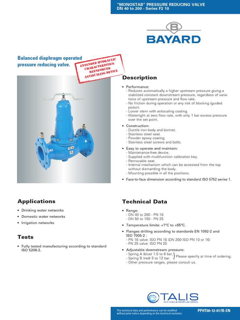 MONOSTAB Pressure Reducing Valve Overview | PDF | Valve | Mechanical ...