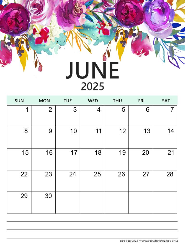 Jun Floral Cal 25 by Home Printables | PDF