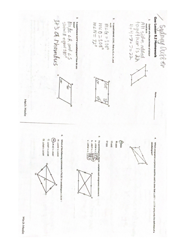 Geo Lesson 5.2 Homework | PDF