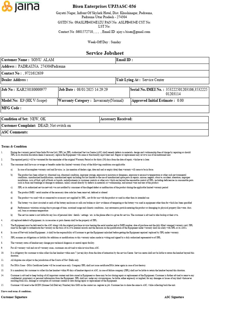 KAR250180000977 jobsheet | PDF | Private Law | Common Law